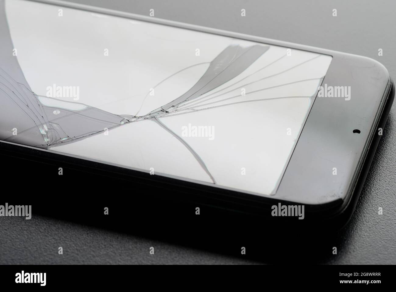 closeup broken tempered glass screen protector for smartphone Stock ...