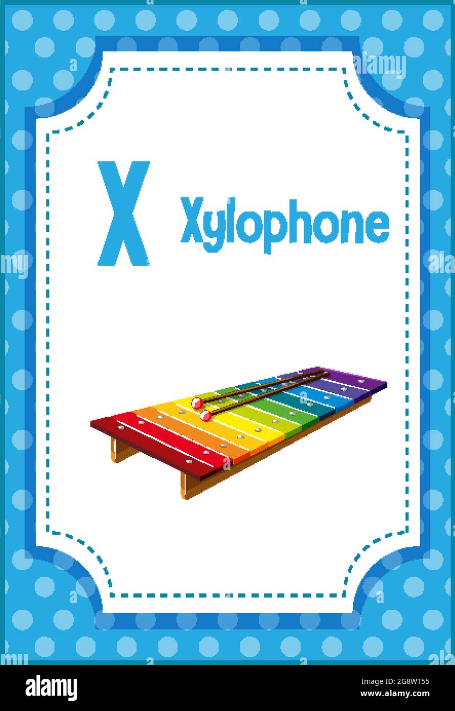 Alphabet flashcard with letter X for Xylophone illustration Stock ...