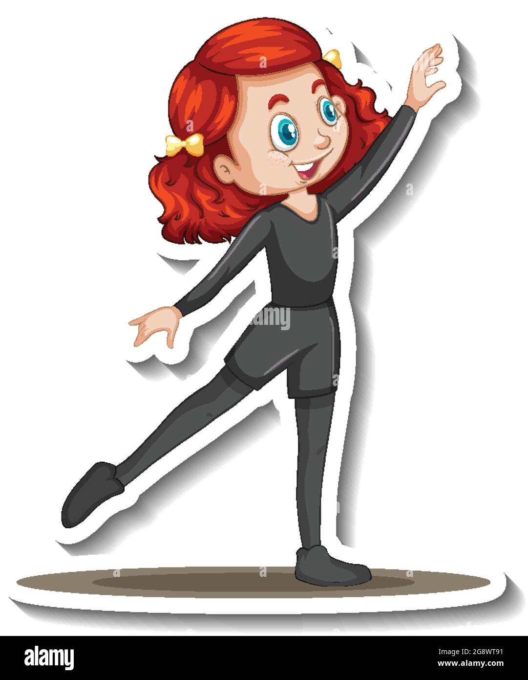 Cartoon character sticker with a girl dance ballet illustration Stock ...