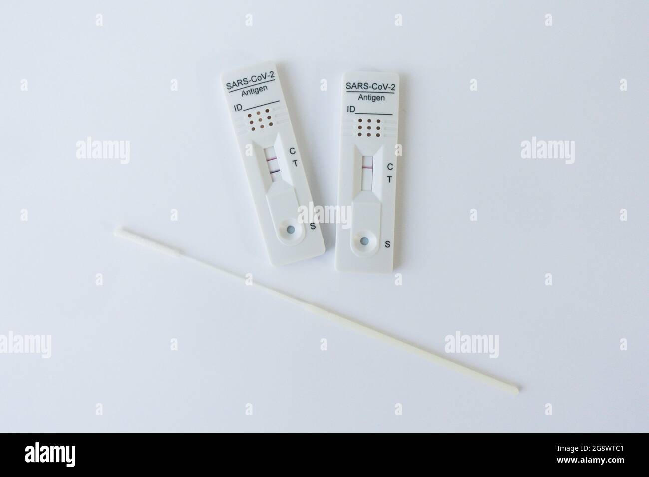 Covid-19 rapid test, antigen test, Home test next to swab showing ...