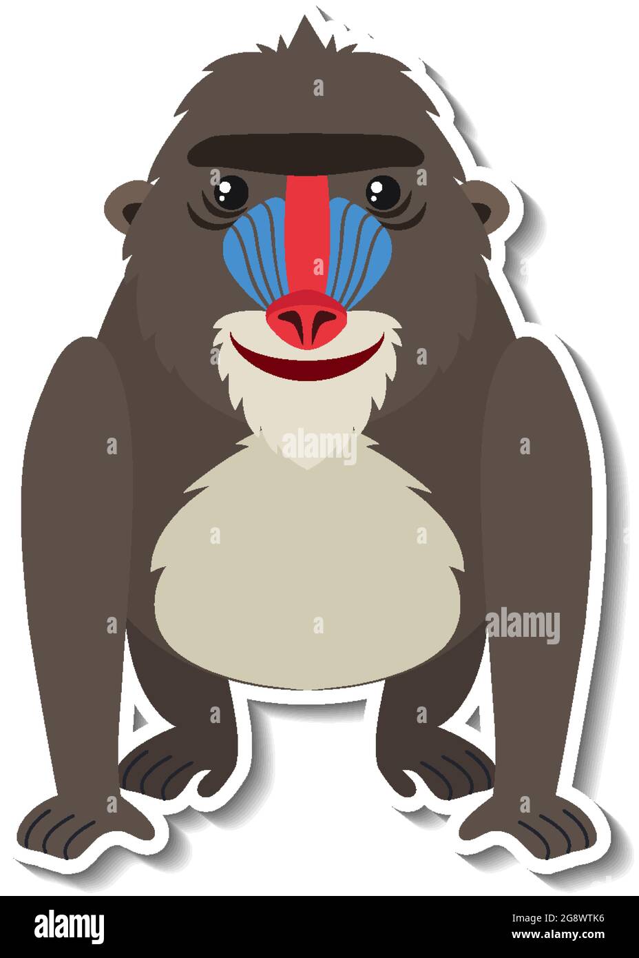 A cute mandrill monkey cartoon animal sticker illustration Stock Vector ...