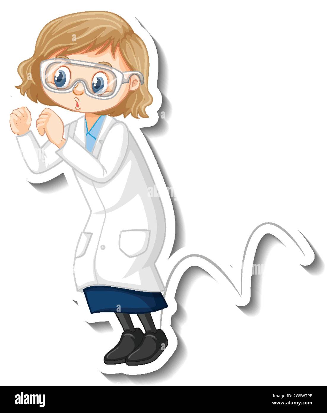 Scientist girl cartoon character do jumping experiment illustration ...