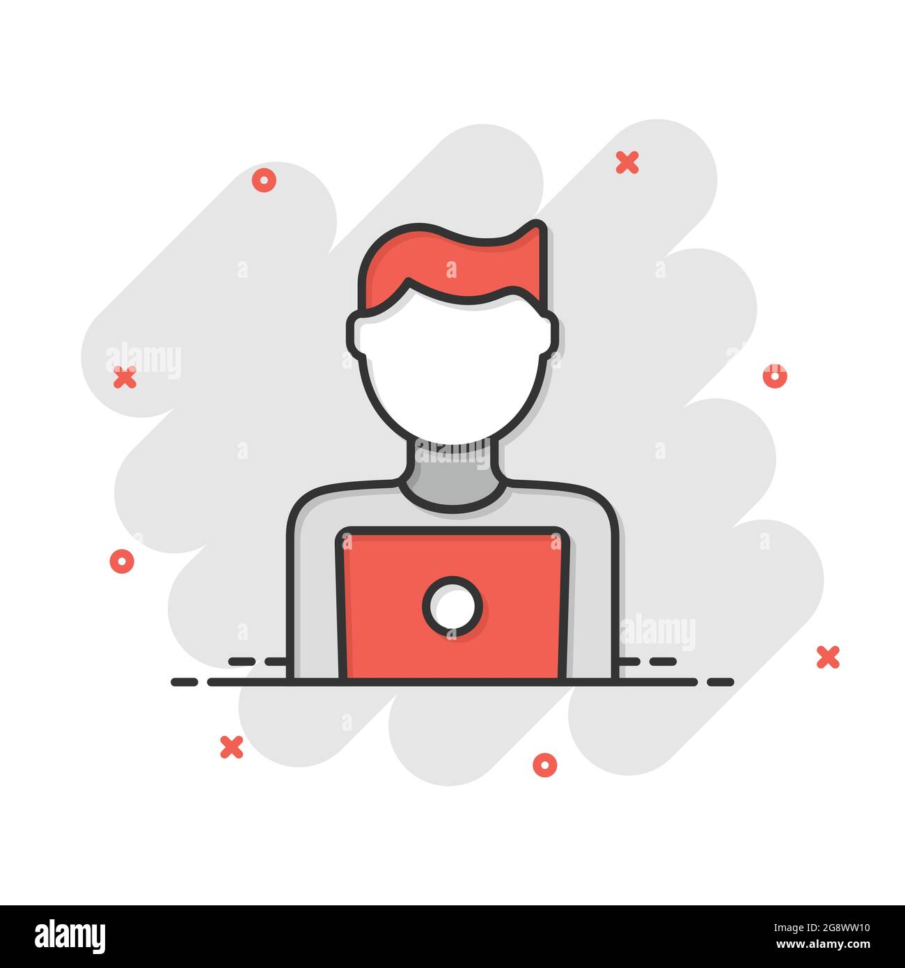 People with laptop computer icon in comic style. Pc user cartoon vector ...