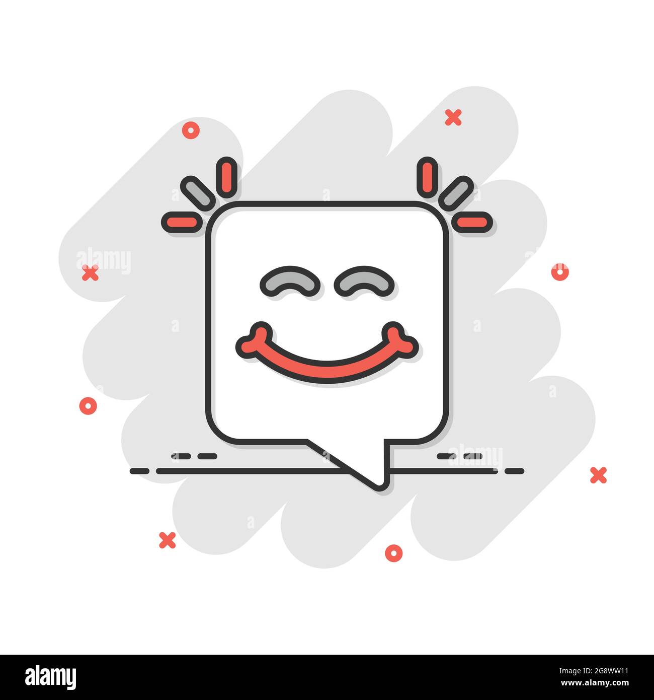 Happy sms icon in comic style. Message speech bubble cartoon vector ...