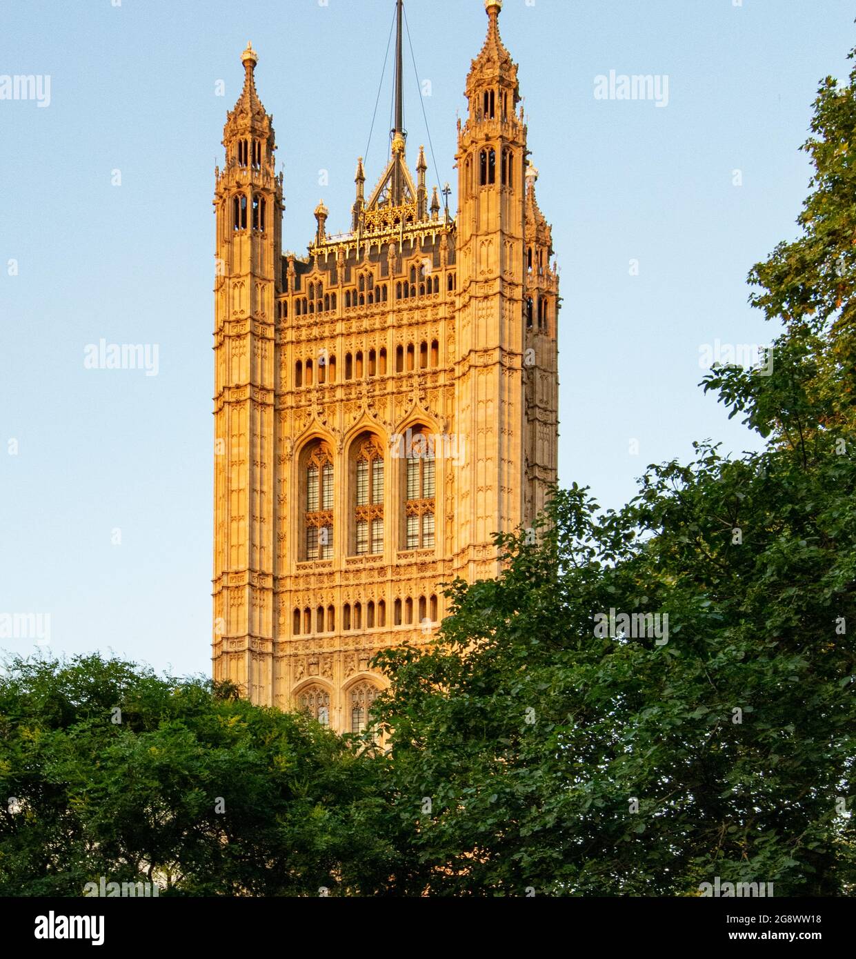 The Victoria Tower of the Palace of Westminster seen from the grounds ...