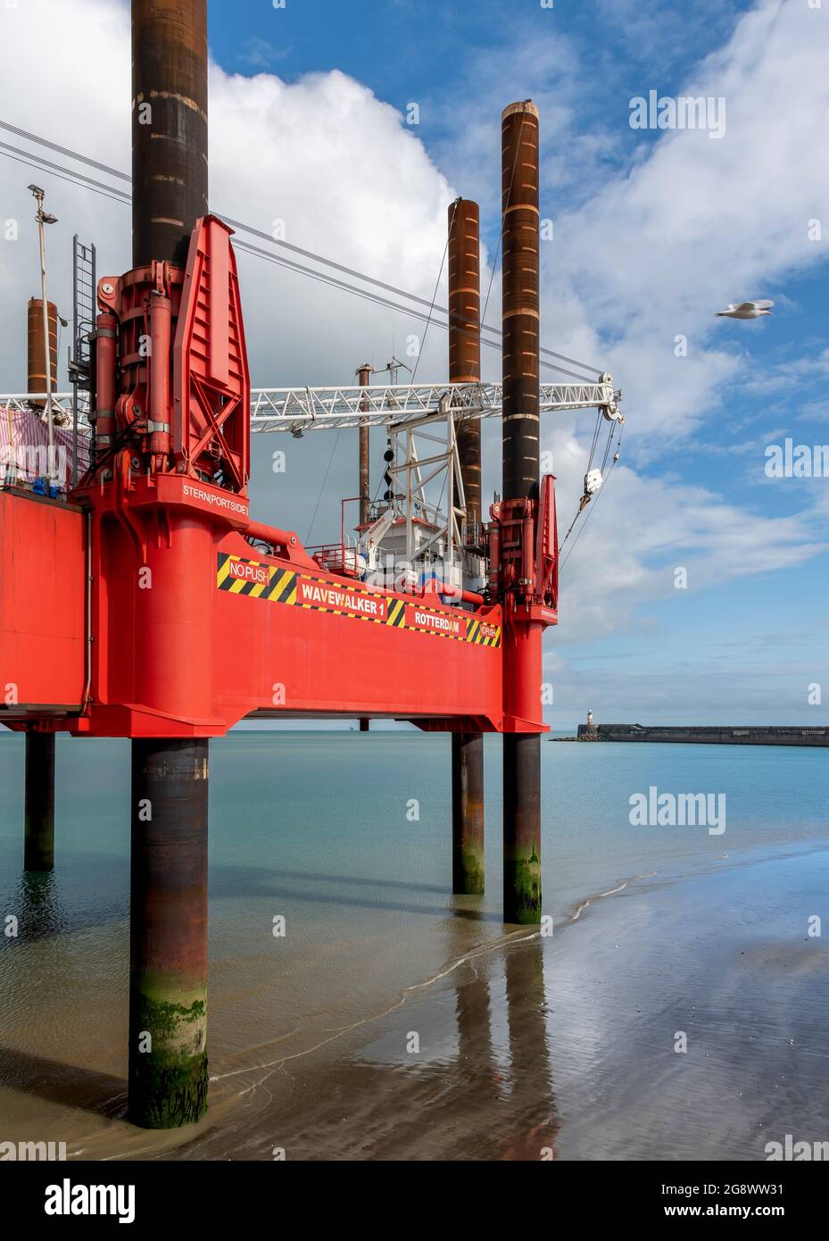 Gigantic WaveWalker - a self-propelled jack-up barge that walks crab ...