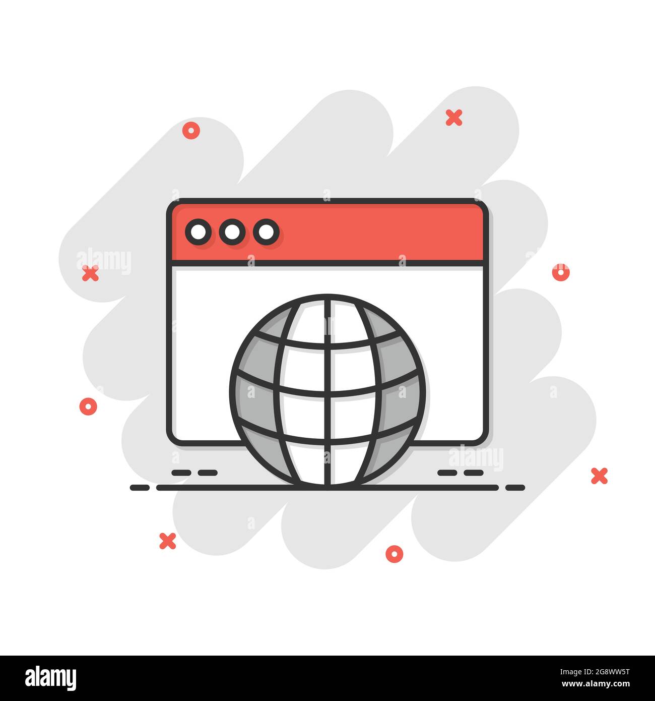 Website domain icon in comic style. Global internet address cartoon ...