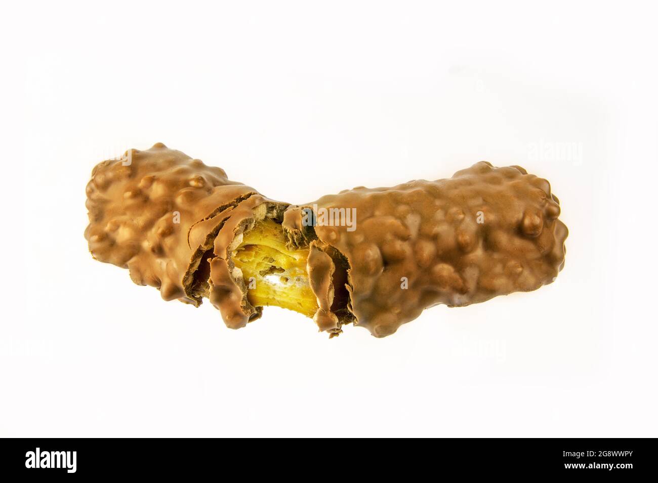 Close up of a broken candy bar on an isolated white background Stock ...