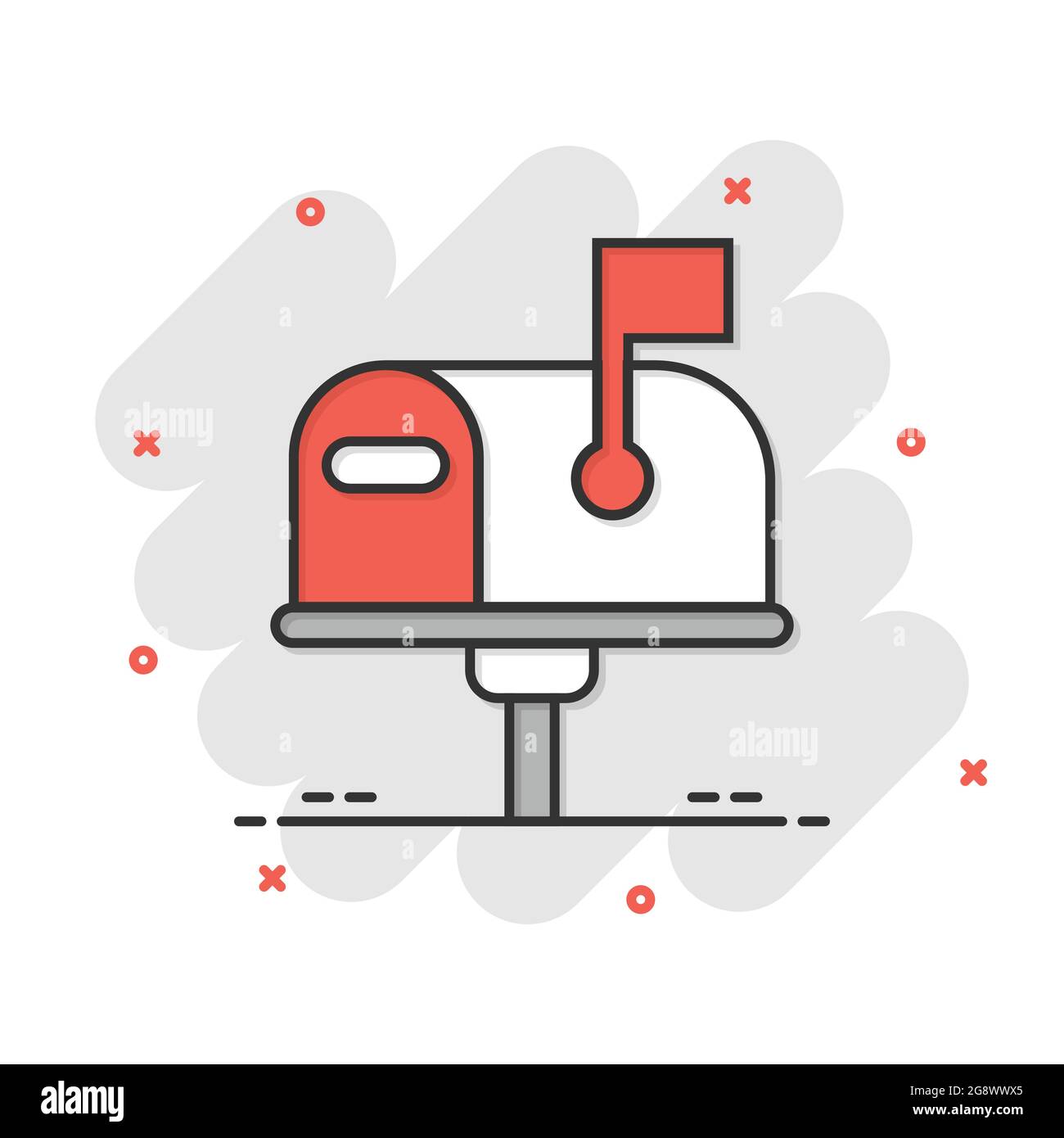 Mailbox icon in comic style. Postbox cartoon vector illustration on ...