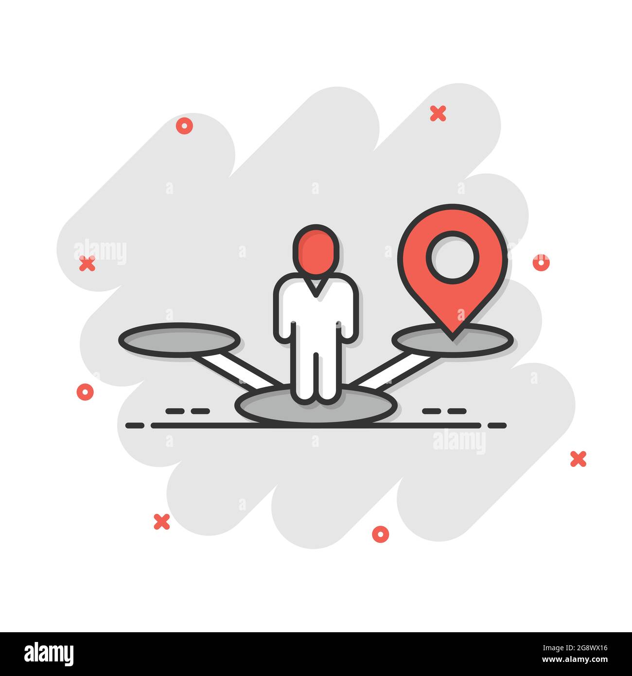 Map pin icon in comic style. Gps navigation cartoon vector illustration ...