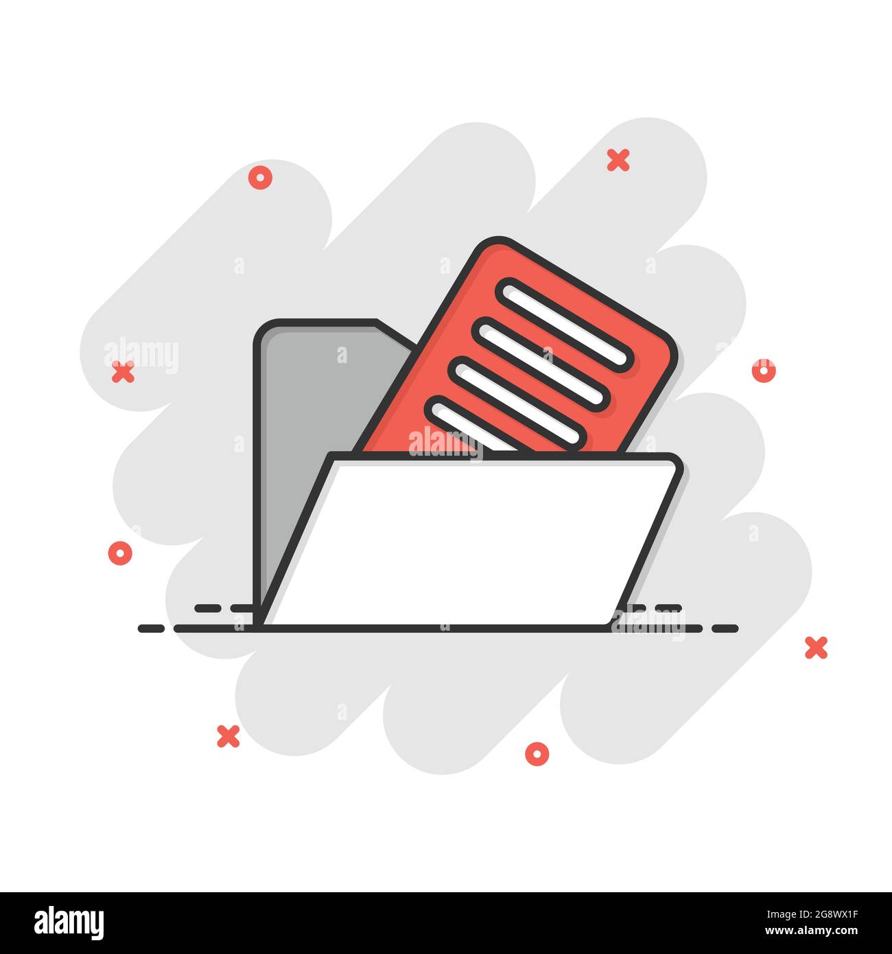 File folder icon in comic style. Documents archive cartoon vector ...