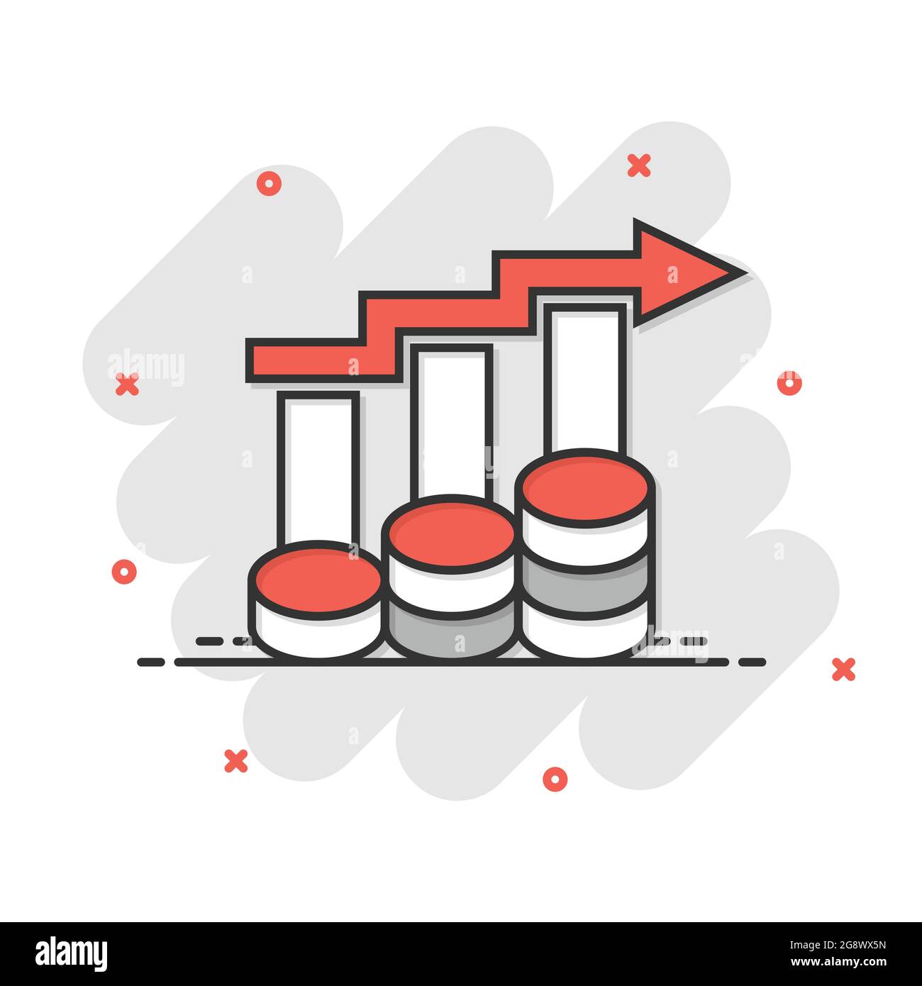 Income rate increase icon in comic style. Finance performance cartoon ...