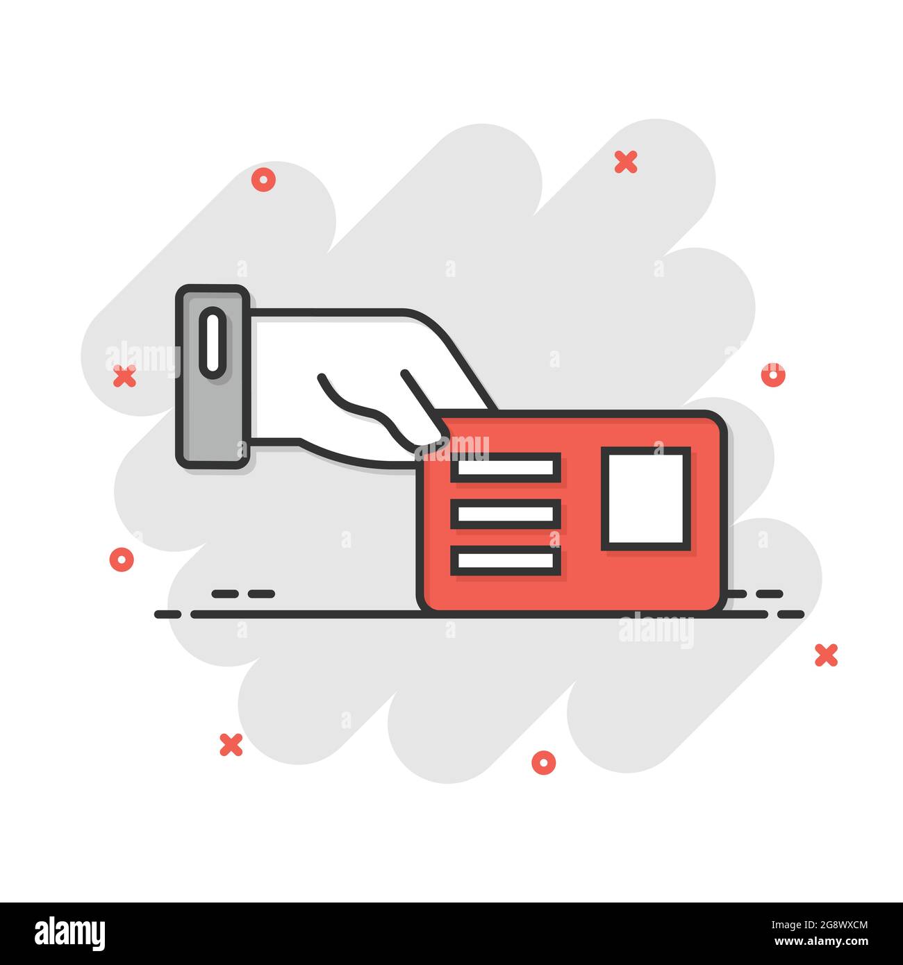 Hand with envelope icon in comic style. Mail letter delivery cartoon ...