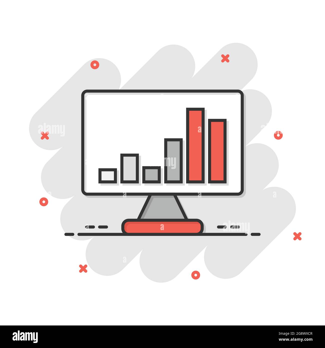 Website analytics icon in comic style. SEO data cartoon vector ...