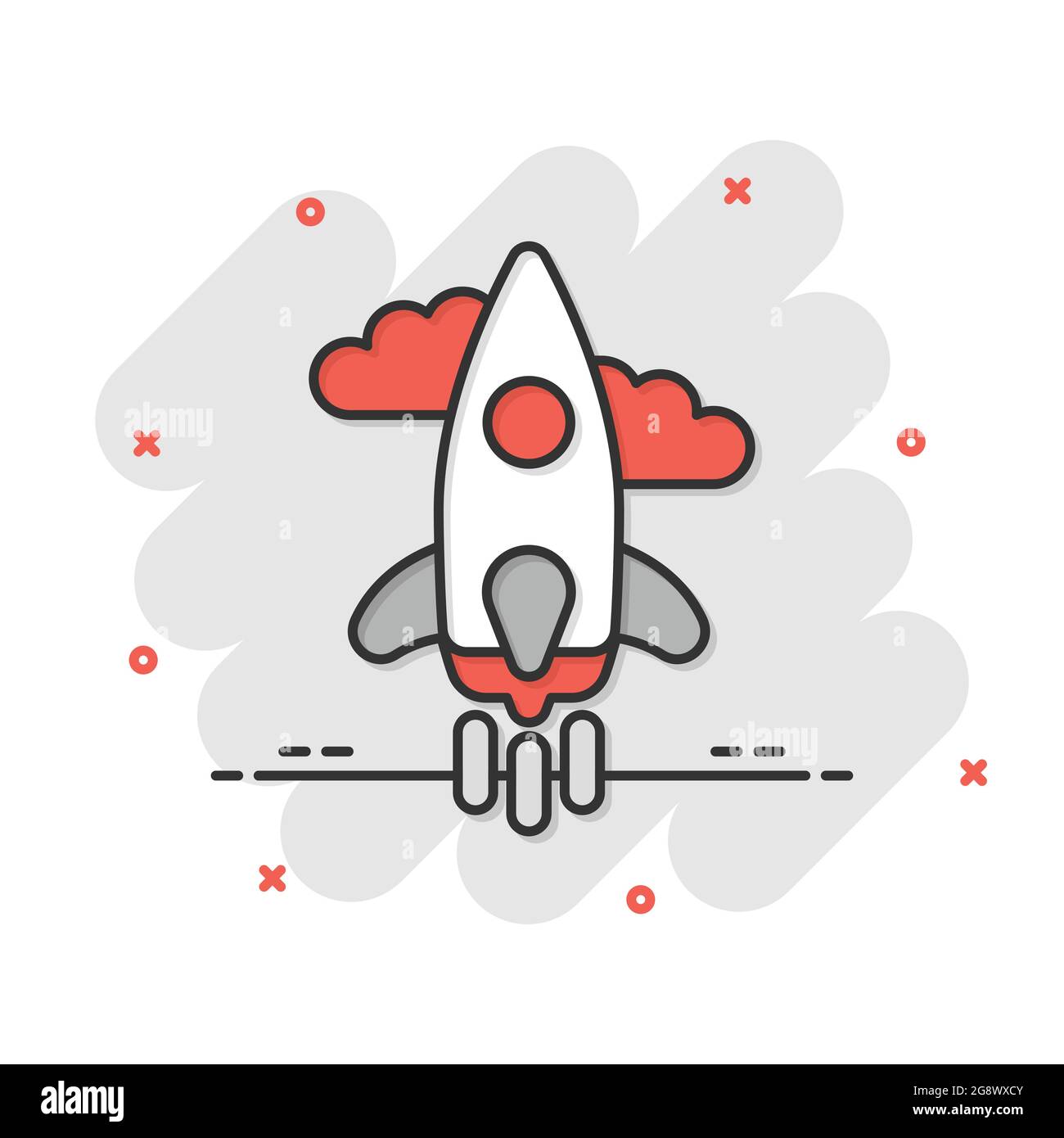 Rocket icon in comic style. Spaceship launch cartoon vector ...