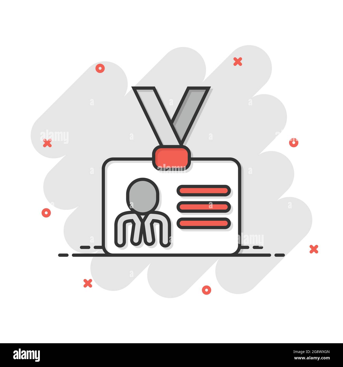 Id card icon in comic style. Identity tag cartoon vector illustration ...