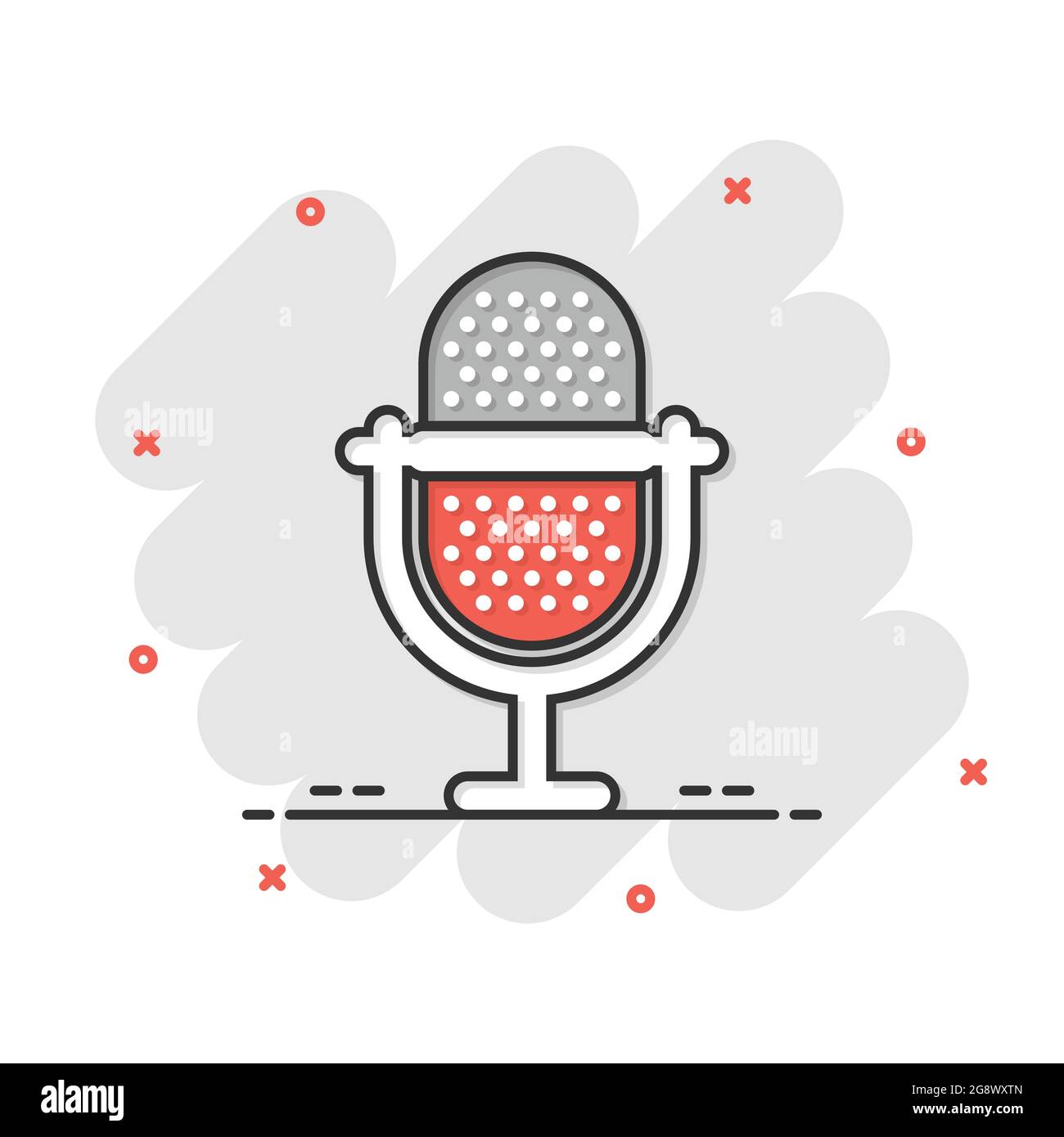 Microphone icon in comic style. Studio mike cartoon vector illustration ...