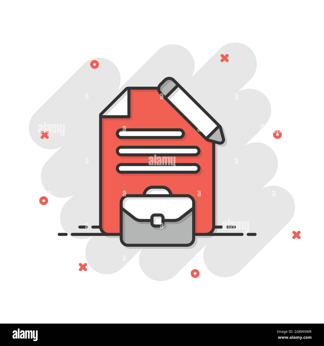 Document note with pen icon in comic style. Paper sheet pencil and ...