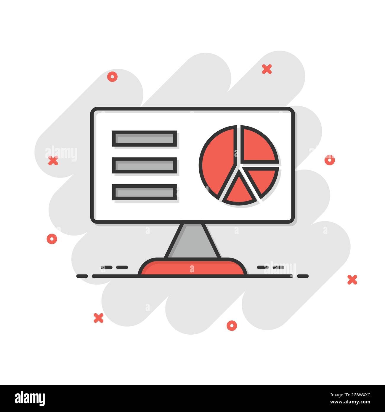Website analytics icon in comic style. SEO data cartoon vector ...