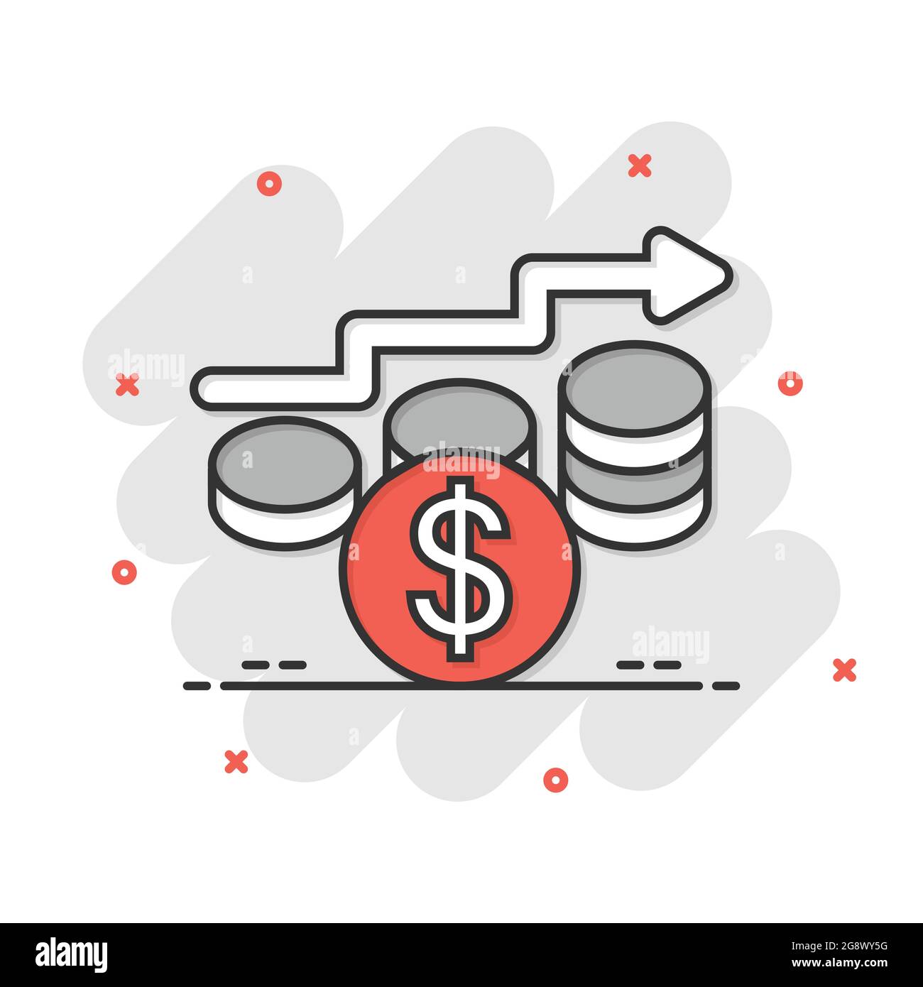 Income rate increase icon in comic style. Finance performance cartoon ...