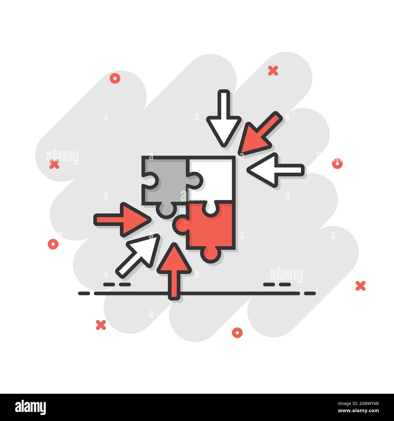 Puzzle jigsaw icon in comic style. Solution compatible cartoon vector ...