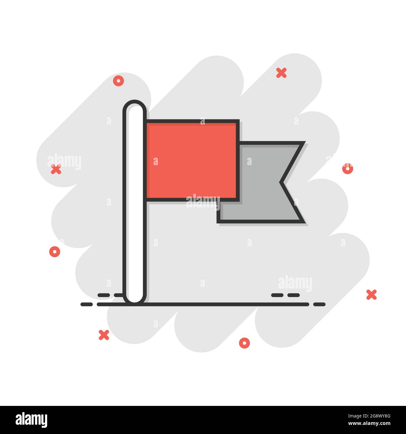 Flag icon in comic style. Pin cartoon vector illustration on white ...