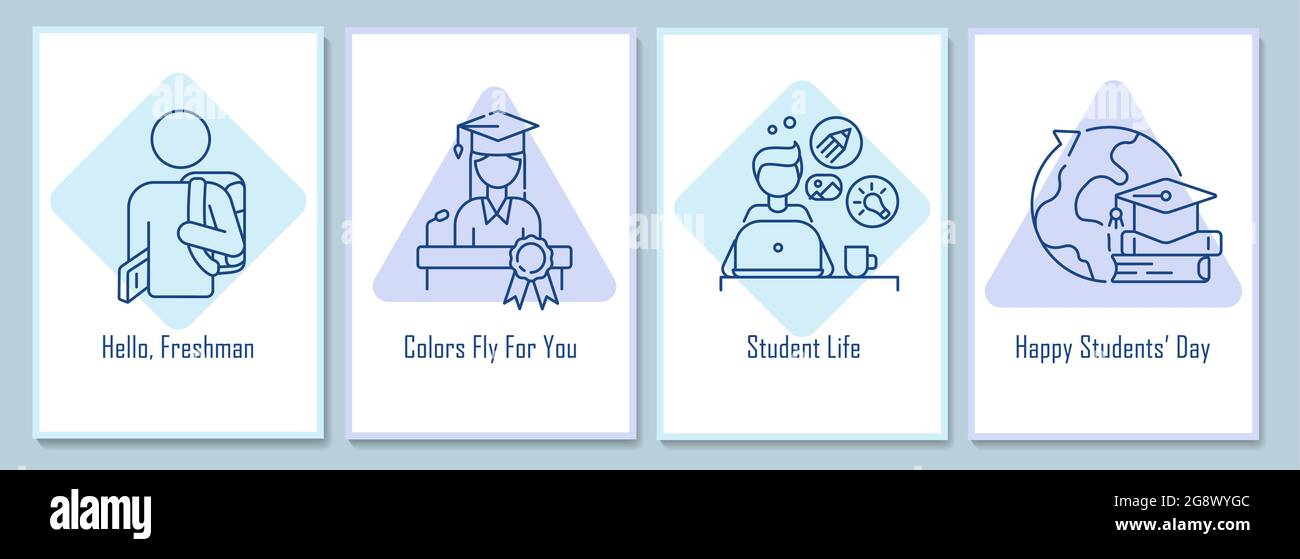International students day postcards with linear glyph icon set Stock ...
