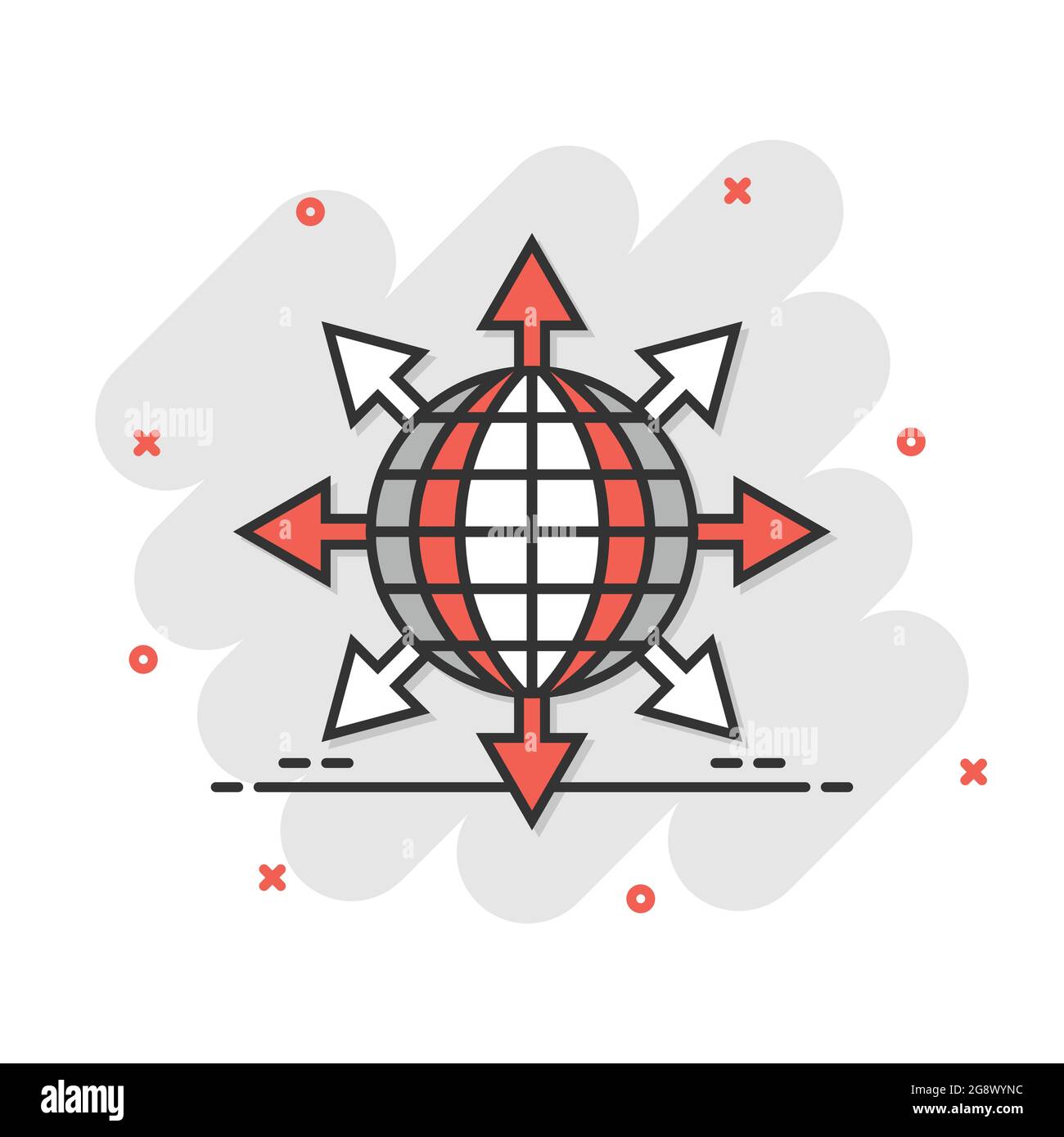 Earth planet icon in comic style. Globe geographic cartoon vector ...