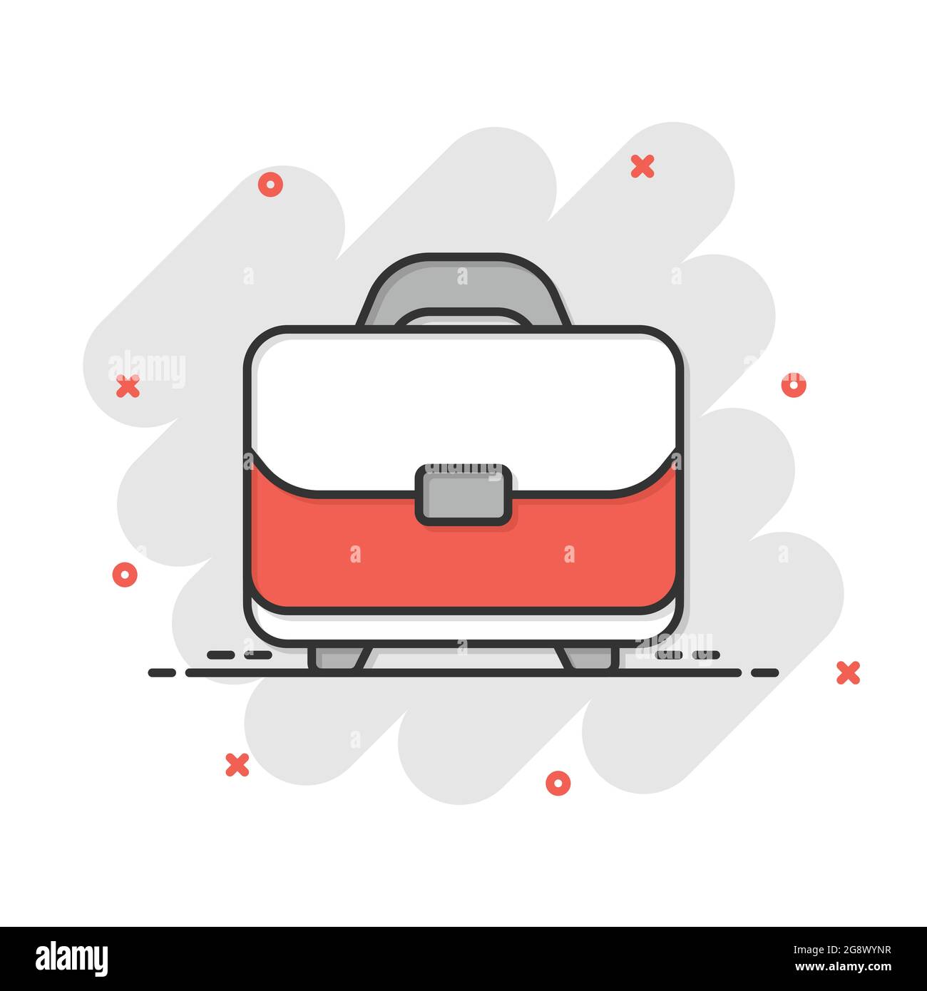 Briefcase icon in comic style. Businessman bag cartoon vector ...