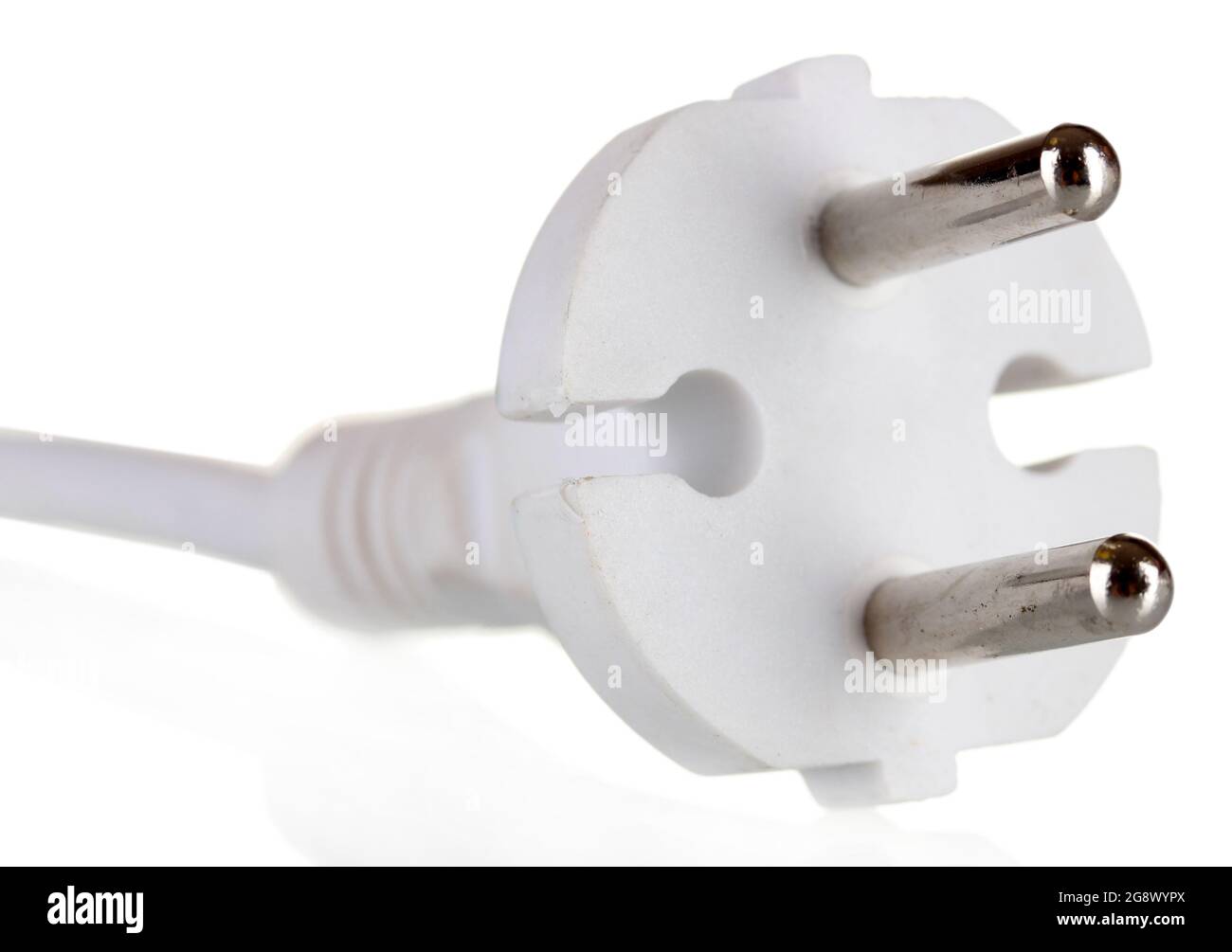 Standart white plug isolated on white Stock Photo - Alamy
