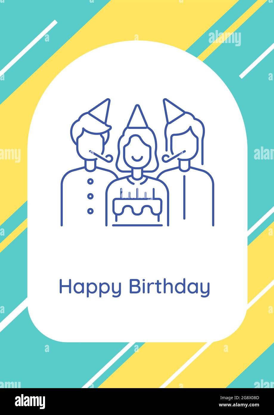 Celebrate birthday with family postcard with linear glyph icon Stock ...