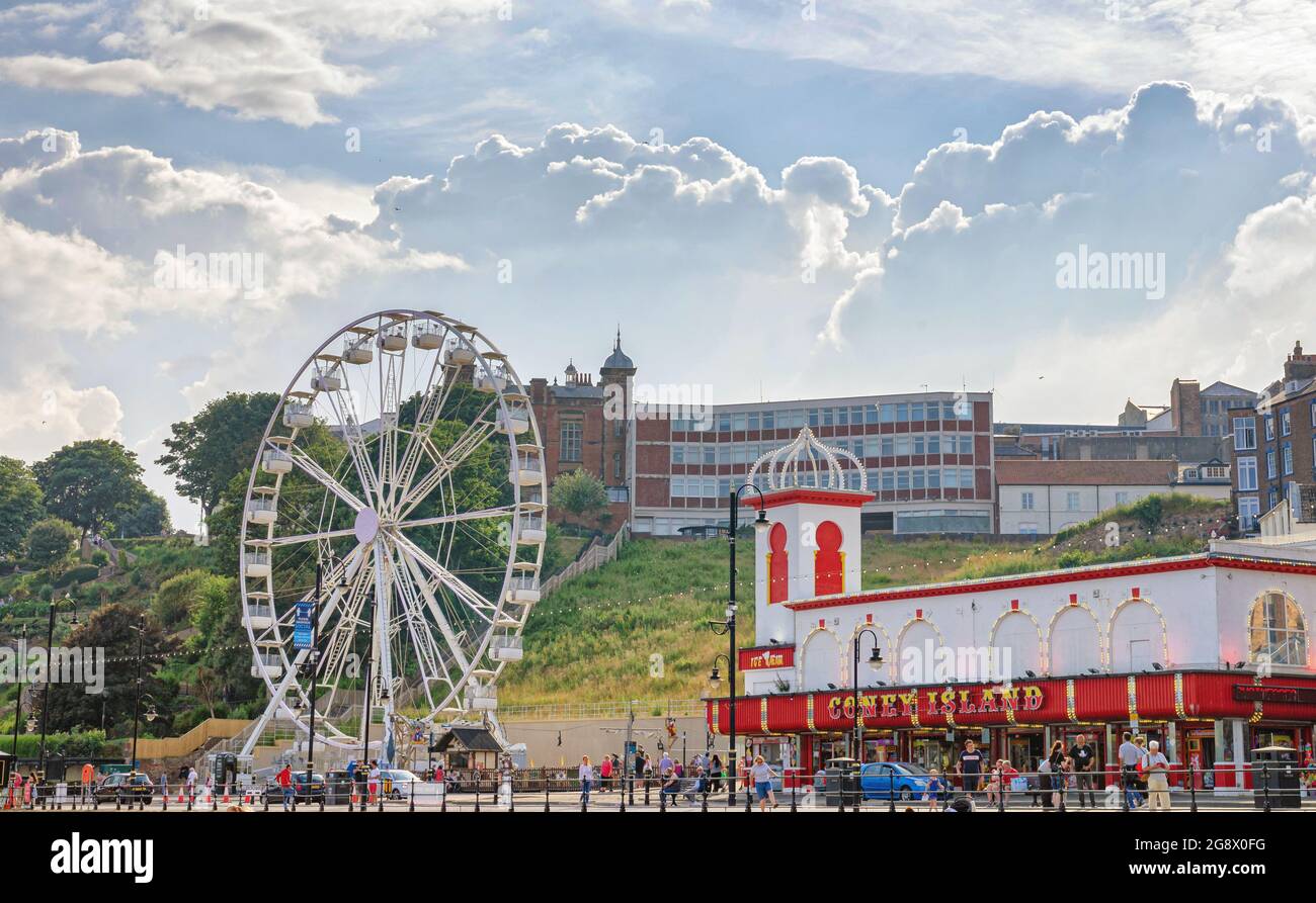 The colourful facade of an amusement arcade with an oriental style ...