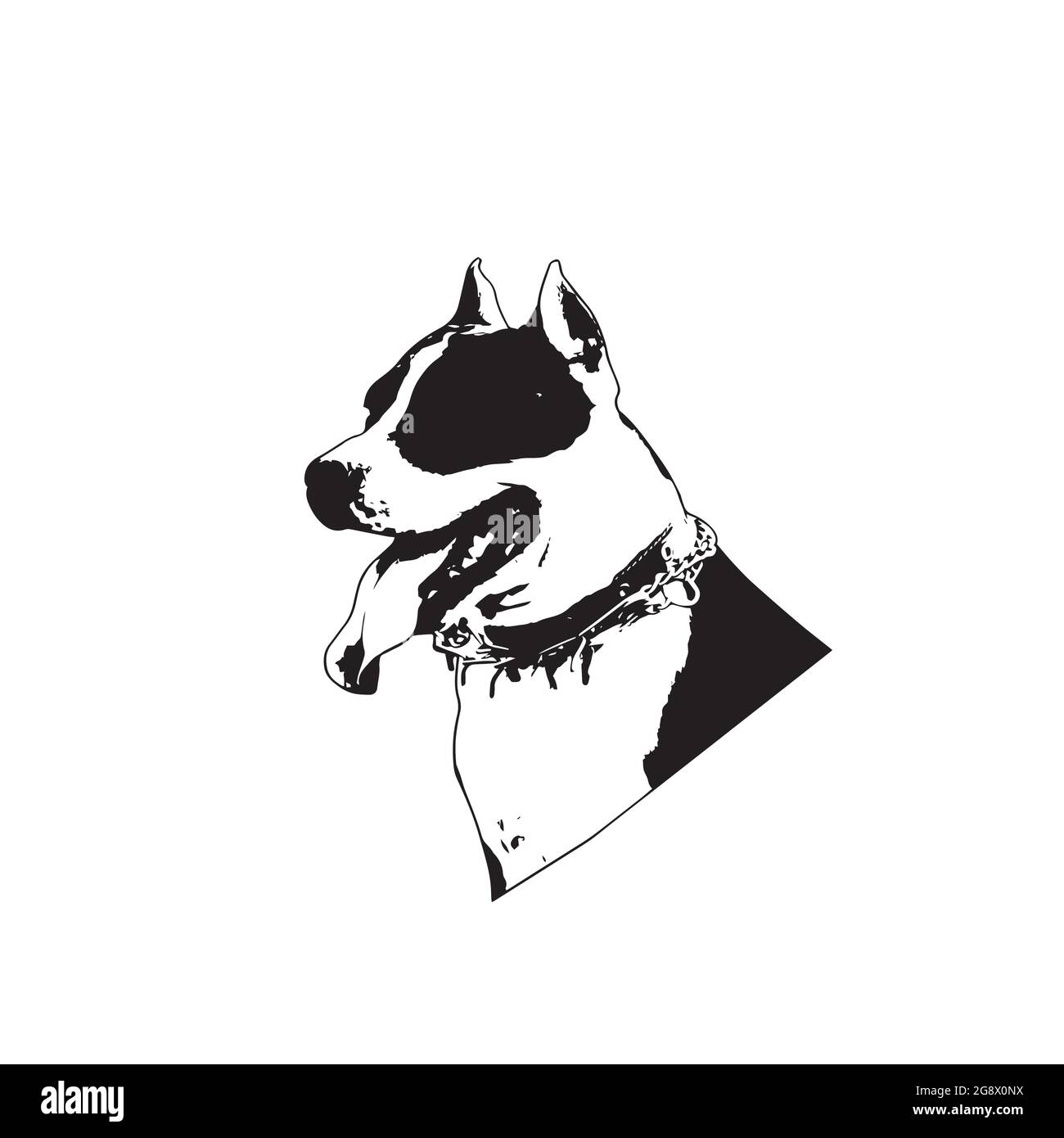 Black contour outline portrait of Dog American Staffordshire Terrier ...