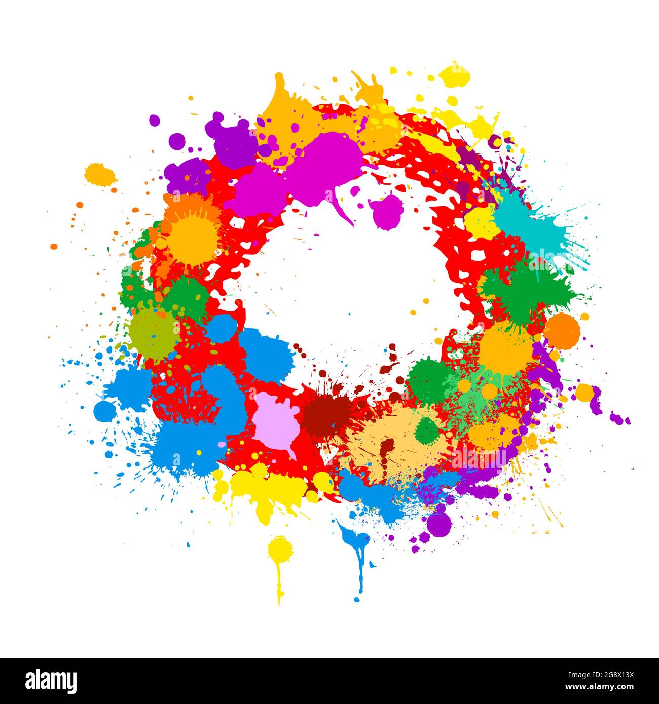 Round frame of multi-colored paint spots. Vector illustration Stock ...