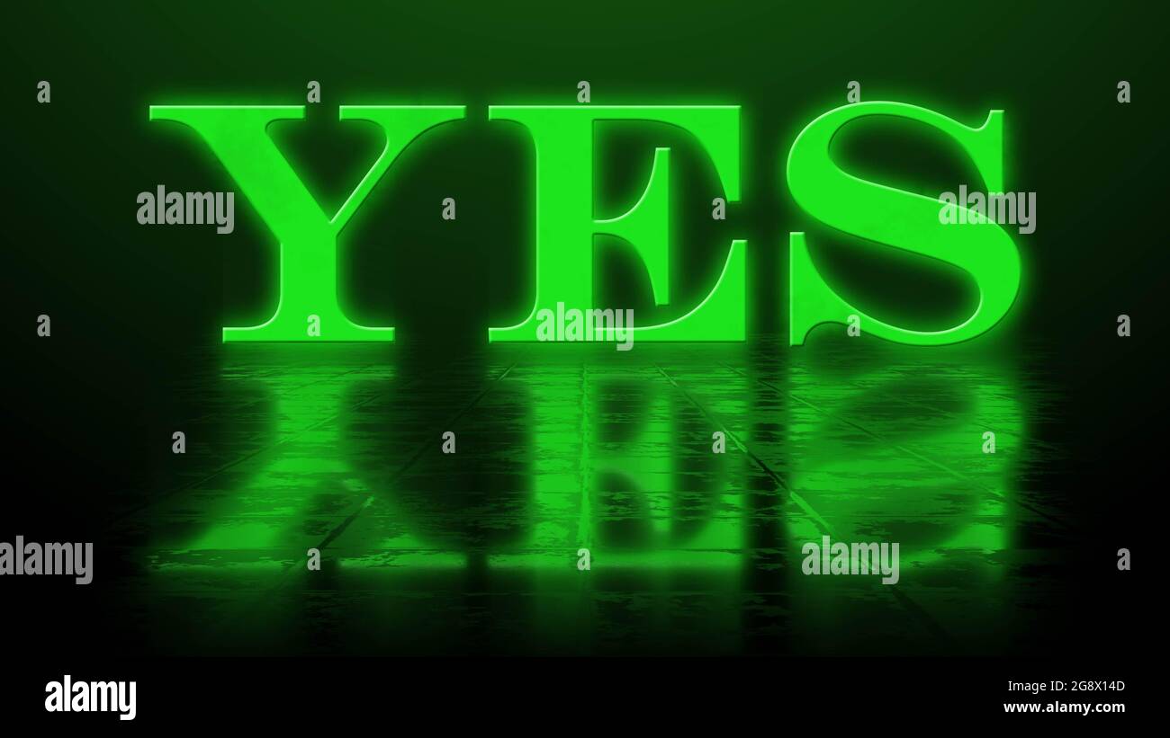 Reflection effects on structured surface - YES blurred green lettering ...