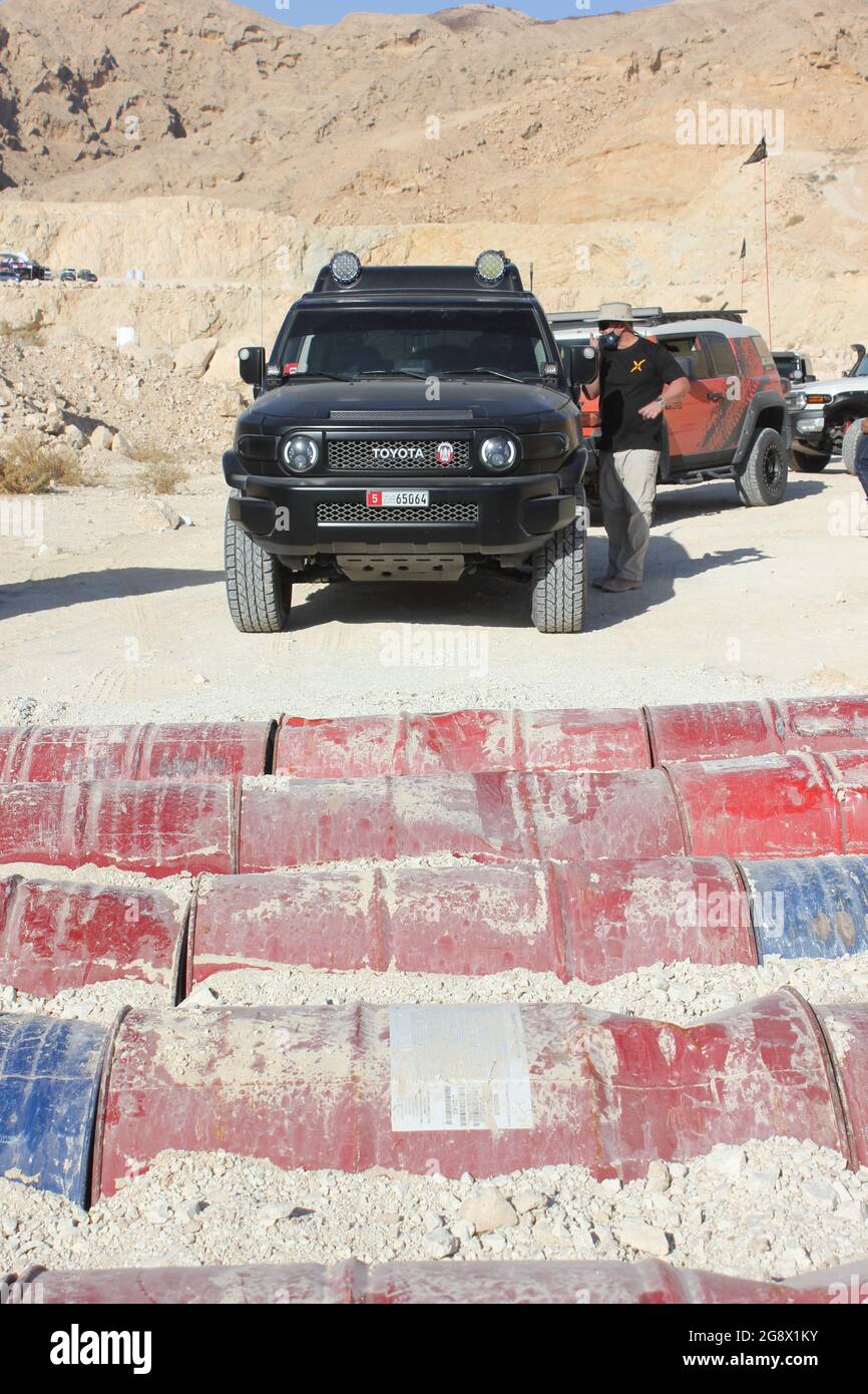 A 4x4 vehicle negotiates the Drum Shake off-road obstacle at 'XQuarry ...