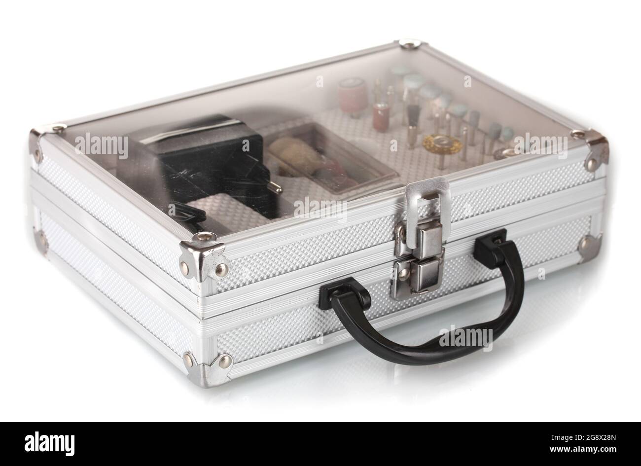 grey box with tools isolated on white Stock Photo - Alamy