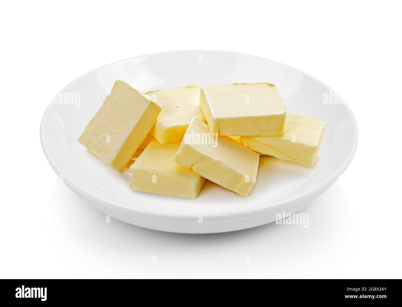 butter in plate on white background Stock Photo - Alamy