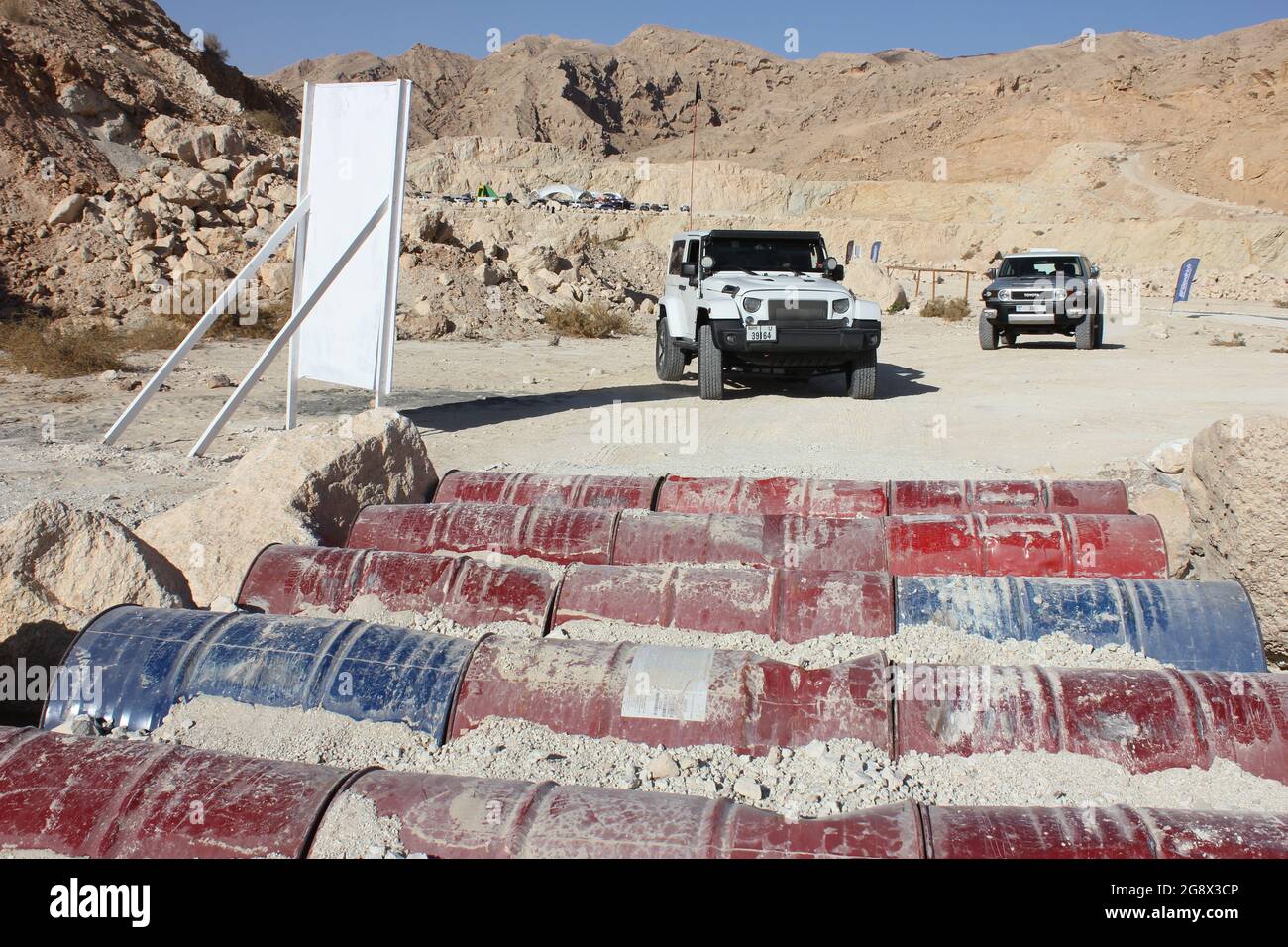 A 4x4 vehicle negotiates the Drum Shake off-road obstacle at 'XQuarry ...