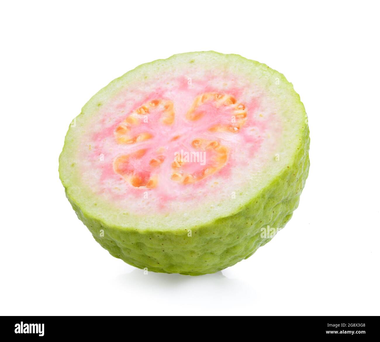 slice pink guava isolated on white background Stock Photo - Alamy