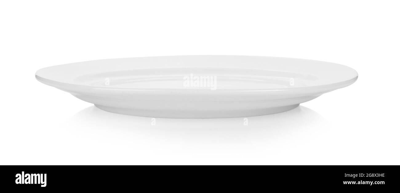 ceramic white plate isolated on white background Stock Photo - Alamy