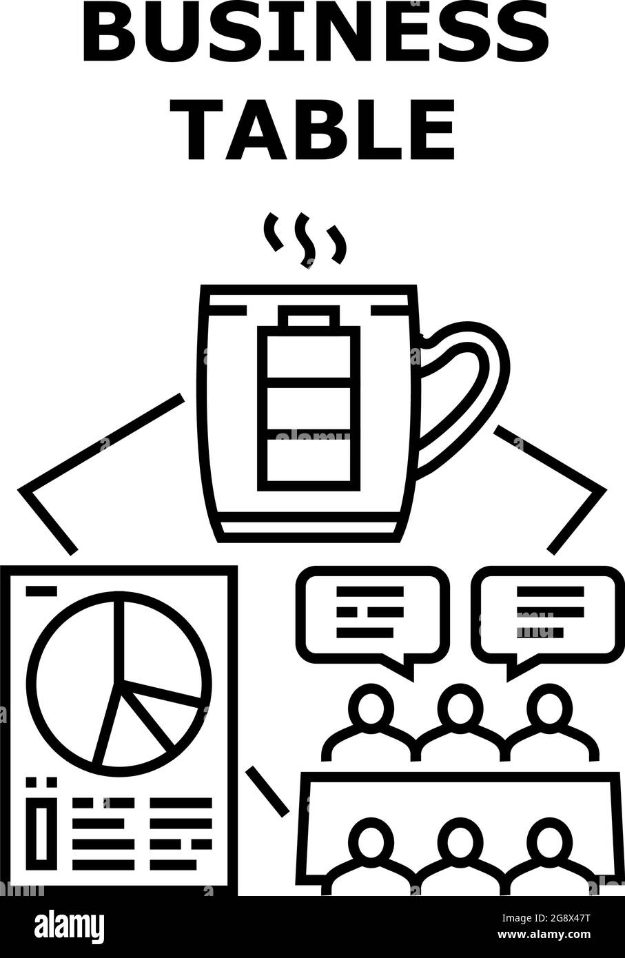 Business Table Vector Concept Black Illustration Stock Vector Image ...