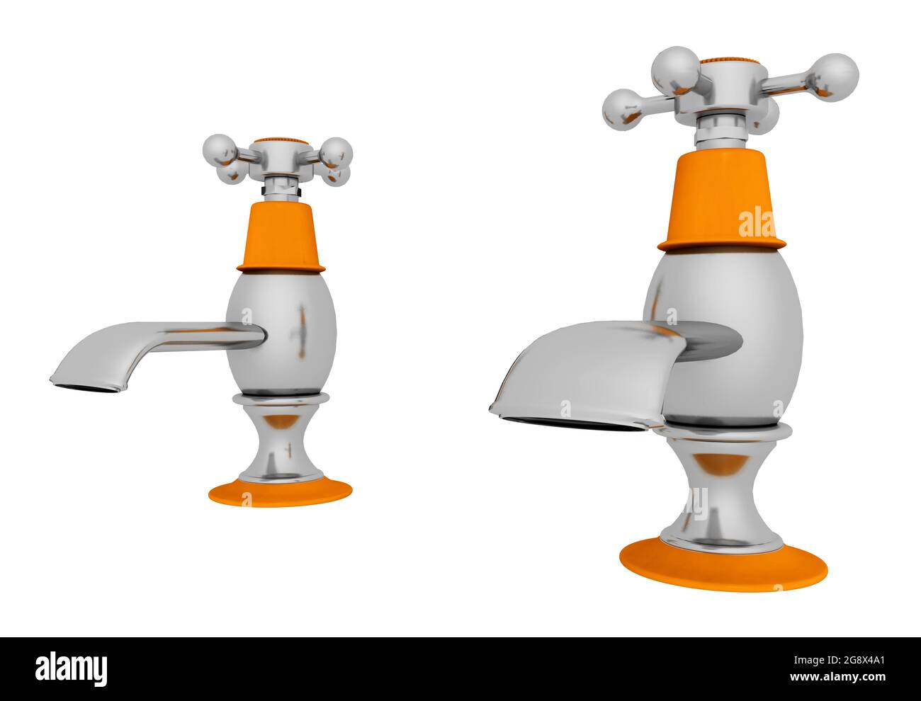 Two faucets isolated on white background Stock Photo - Alamy