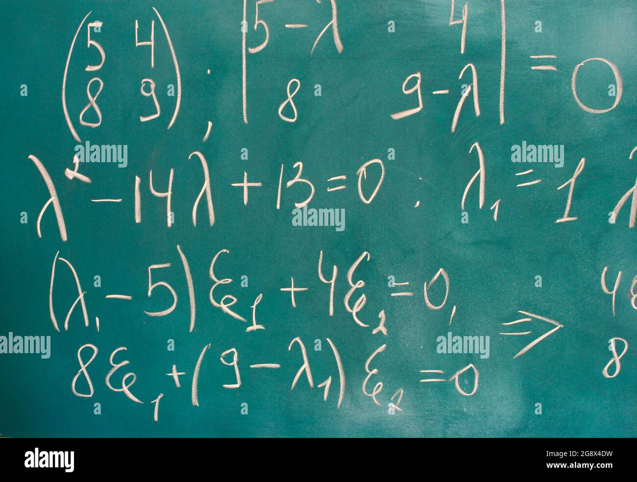 formulas written on green chalkboard Stock Photo - Alamy