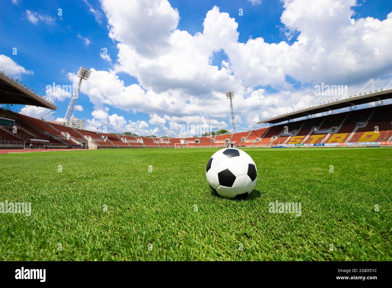 soccer ball on soccer field green grass , football field athletics ...