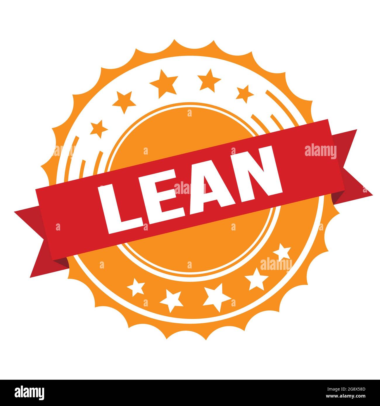 LEAN text on red orange ribbon badge stamp Stock Photo - Alamy