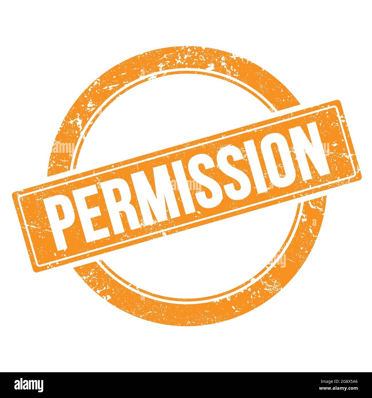PERMISSION text on orange grungy round vintage stamp Stock Photo - Alamy