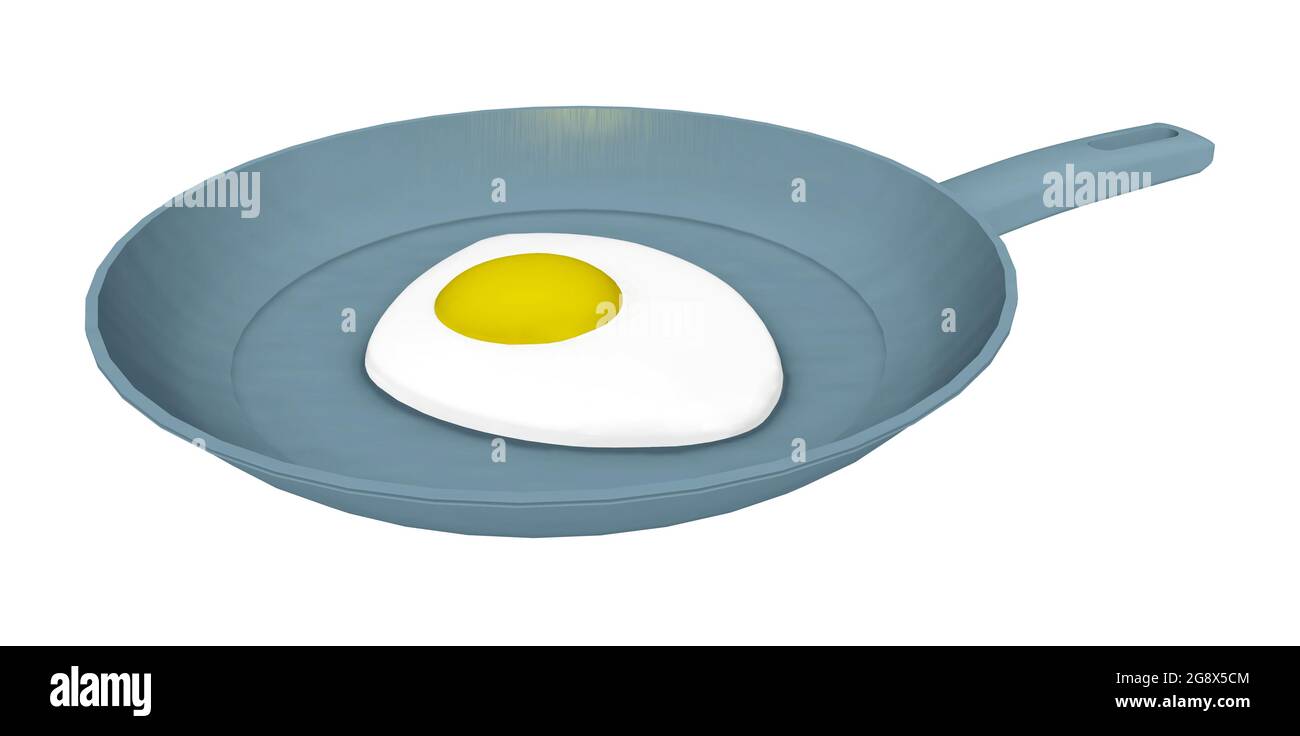 Frying pan with egg isolated on white background Stock Photo - Alamy