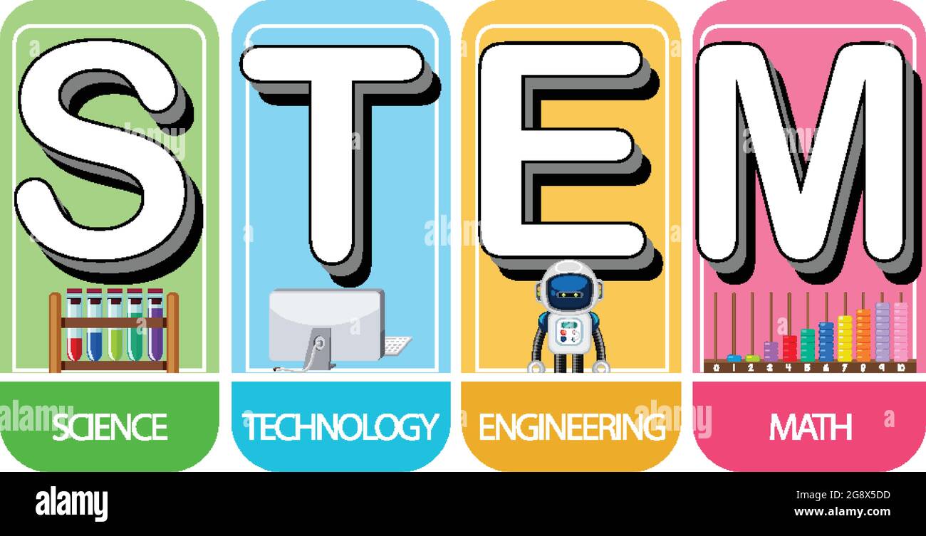 Colourful STEM education text icon illustration Stock Vector Image ...