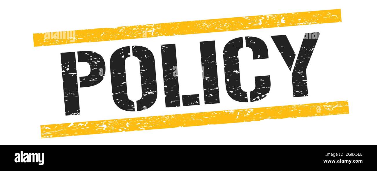 POLICY text on black yellow grungy lines stamp sign Stock Photo - Alamy